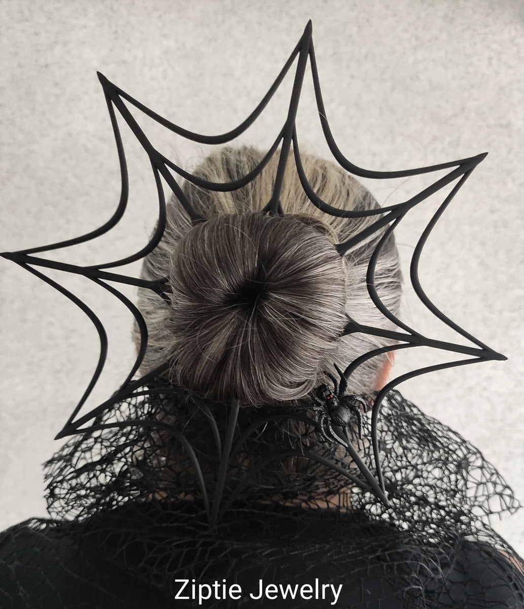 Spider Web Hair Bun Accessory - Gothic Spider Hair Band for Unique ...