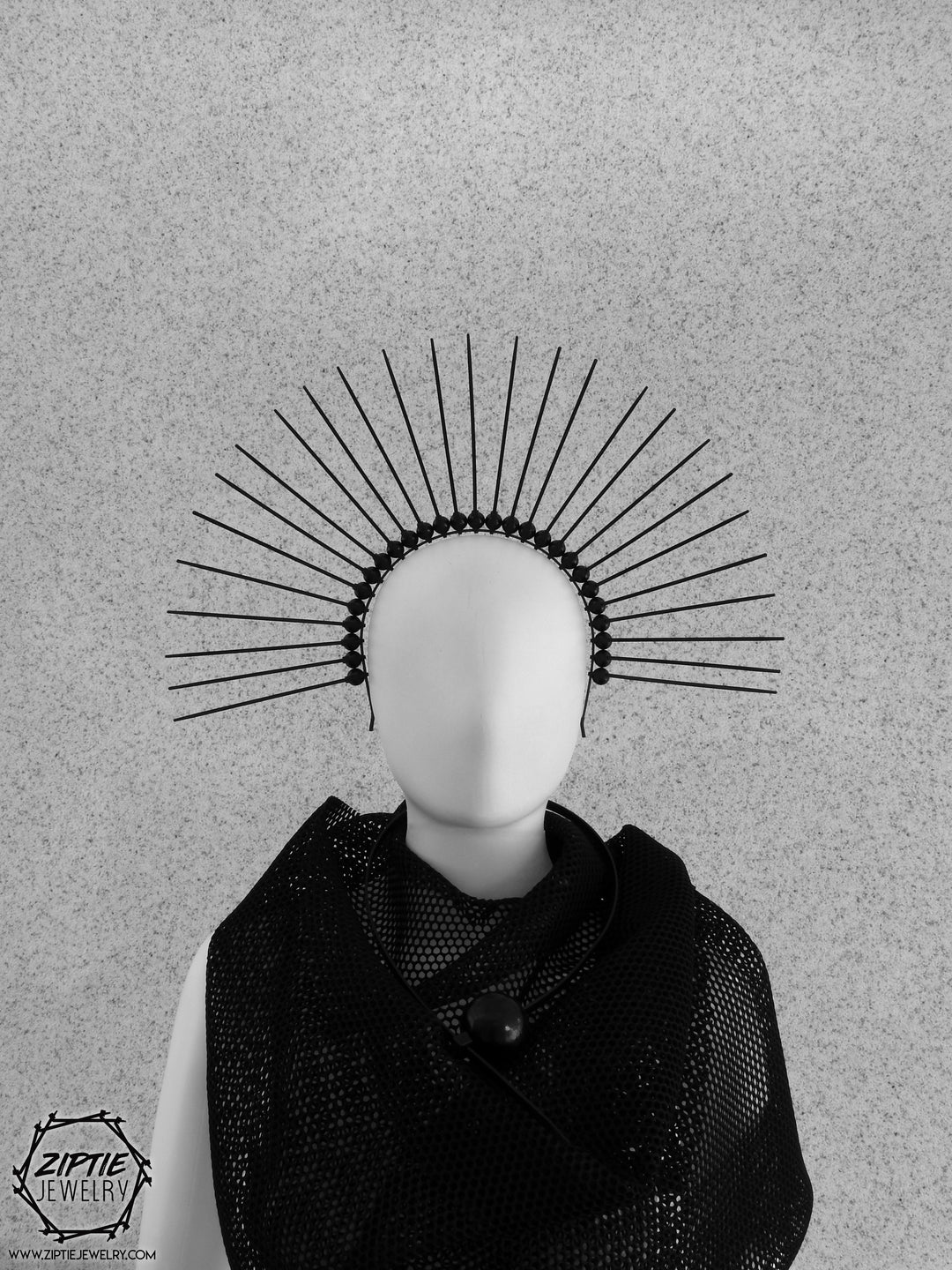Black Beaded Spike Crown by Ziptie Jewelry – ZiptieJewelry