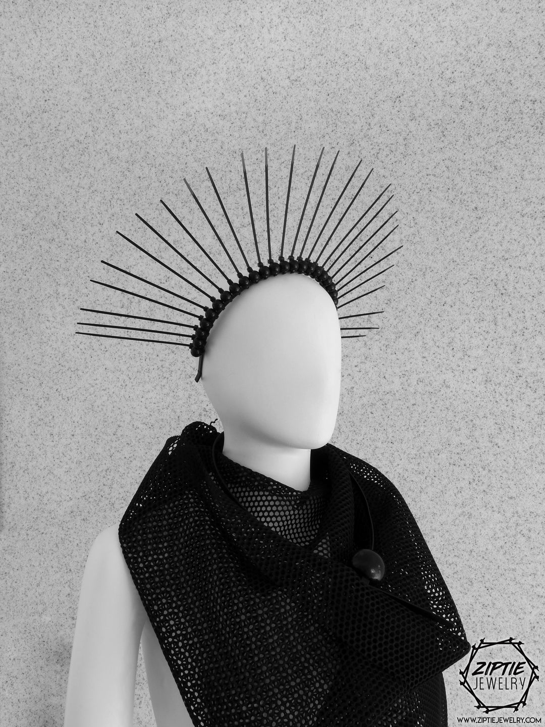 Black Beaded Spike Crown by Ziptie Jewelry – ZiptieJewelry